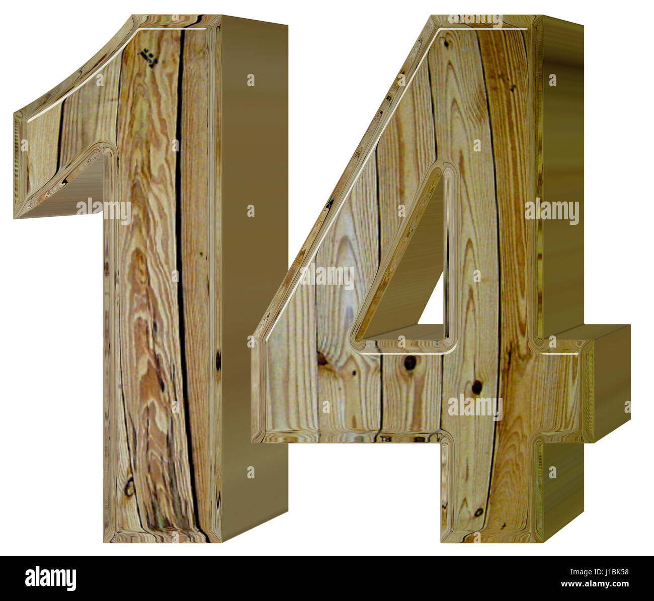 Numeral 14, fourteen, isolated on white background, 3d render Stock ...