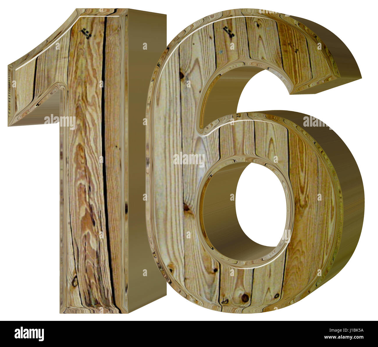 Numeral 16, sixteen, isolated on white background, 3d render Stock ...