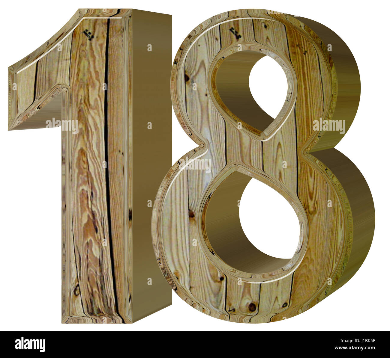 Numeral 18, eighteen, isolated on white background, 3d render Stock ...