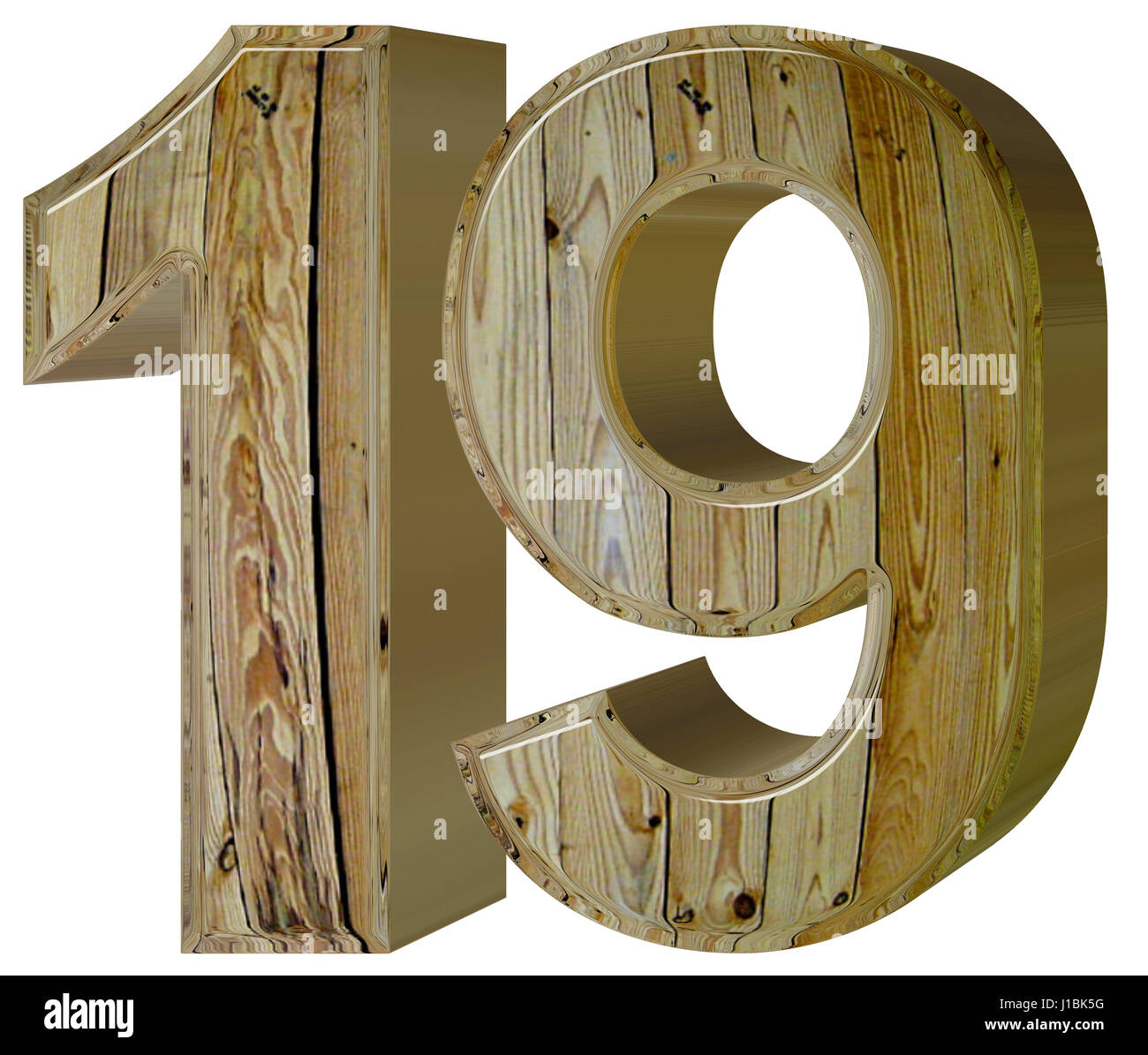 Numeral 19, nineteen, isolated on white background, 3d render Stock ...