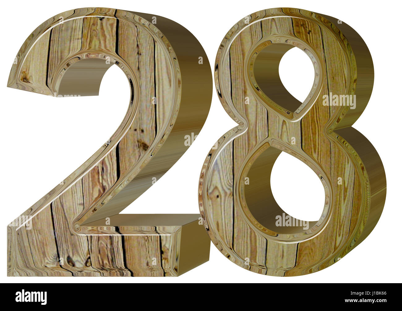 Numeral 28, twenty eighte, isolated on white background, 3d render ...