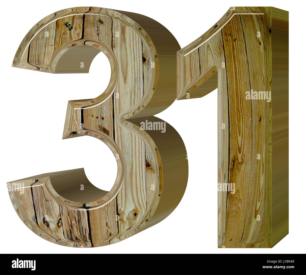 Numeral 31, thirty one, isolated on white background, 3d render Stock ...