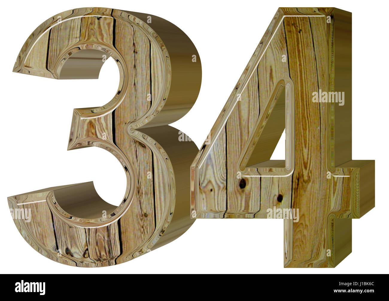 Numeral 34, thirty four, isolated on white background, 3d render Stock ...