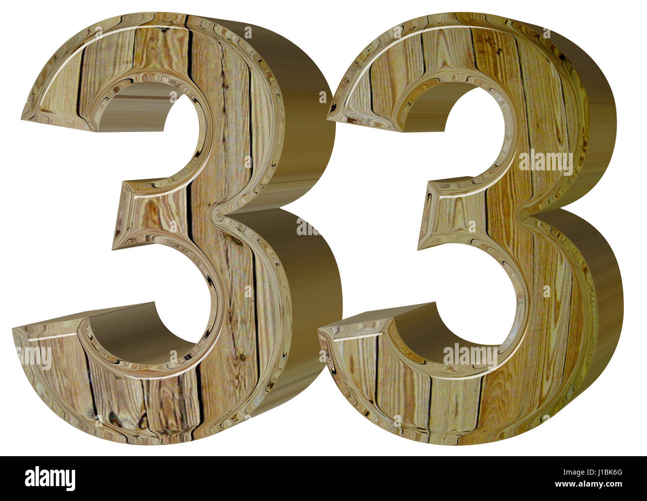 Numeral 33, thirty three, isolated on white background, 3d render Stock ...