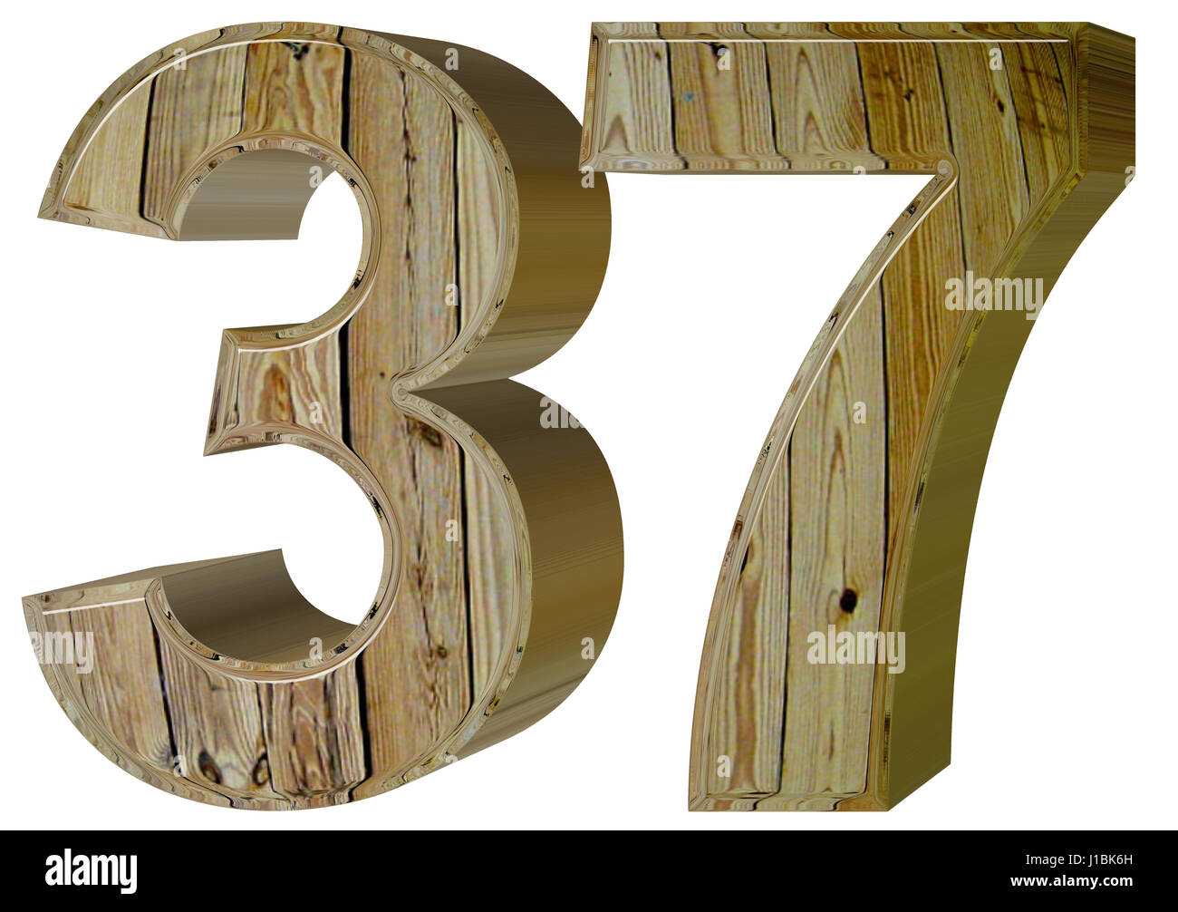 Numeral 37, thirty seven, isolated on white background, 3d render Stock ...