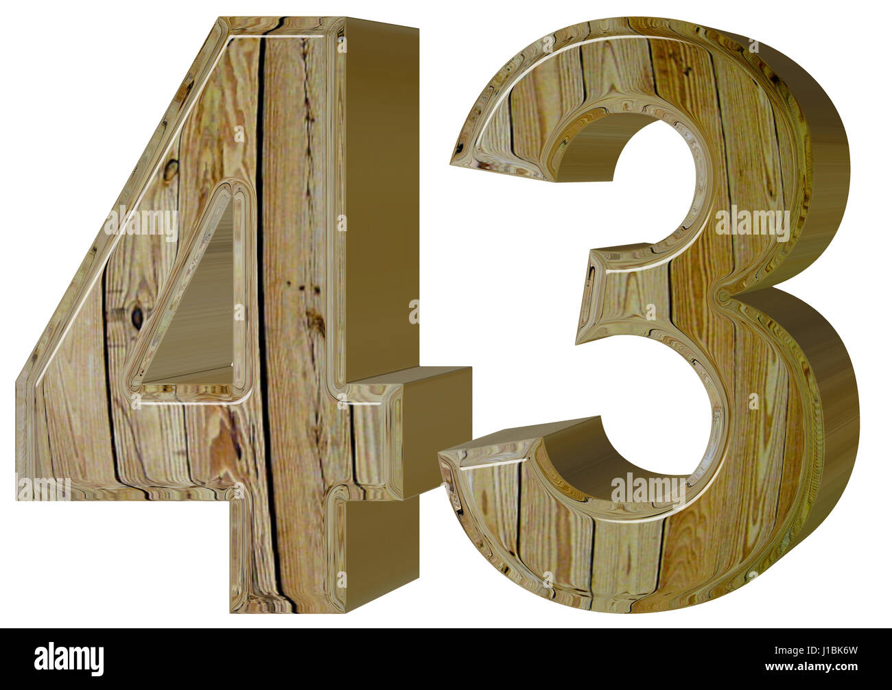 Numeral 43, forty three, isolated on white background, 3d render Stock ...