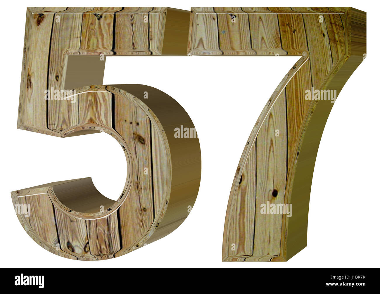 Numeral 57, fifty seven, isolated on white background, 3d render Stock ...