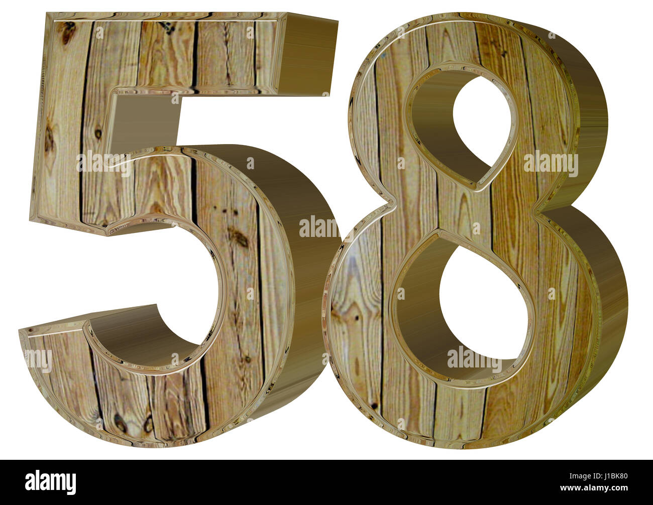 Numeral 58, fifty eight, isolated on white background, 3d render Stock ...