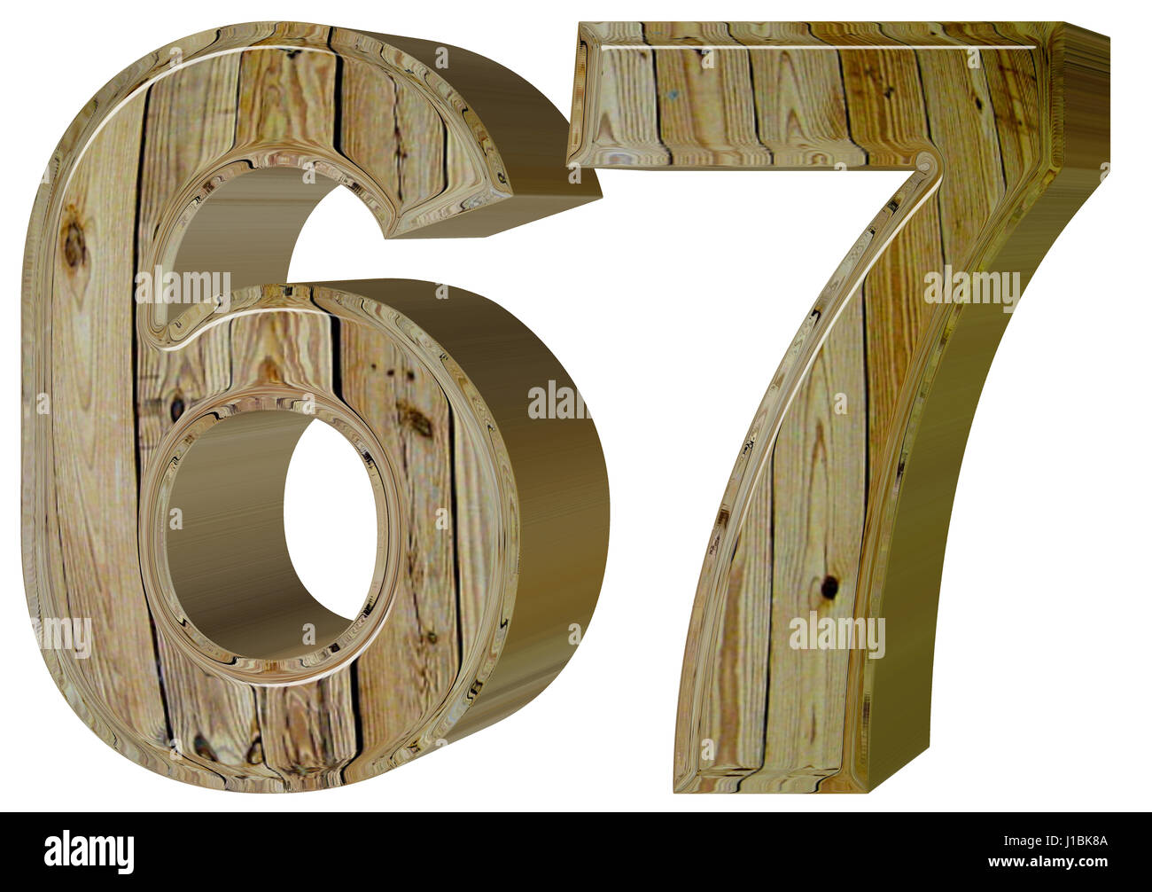 Numeral 67, sixty seven, isolated on white background, 3d render Stock ...