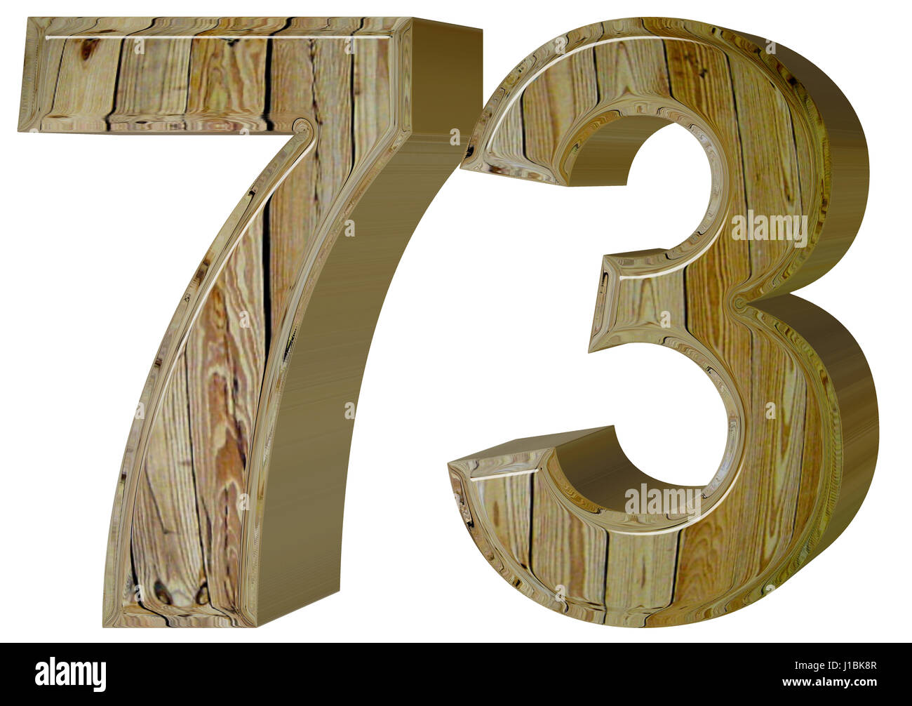 Numeral 73, seventy three, isolated on white background, 3d render ...