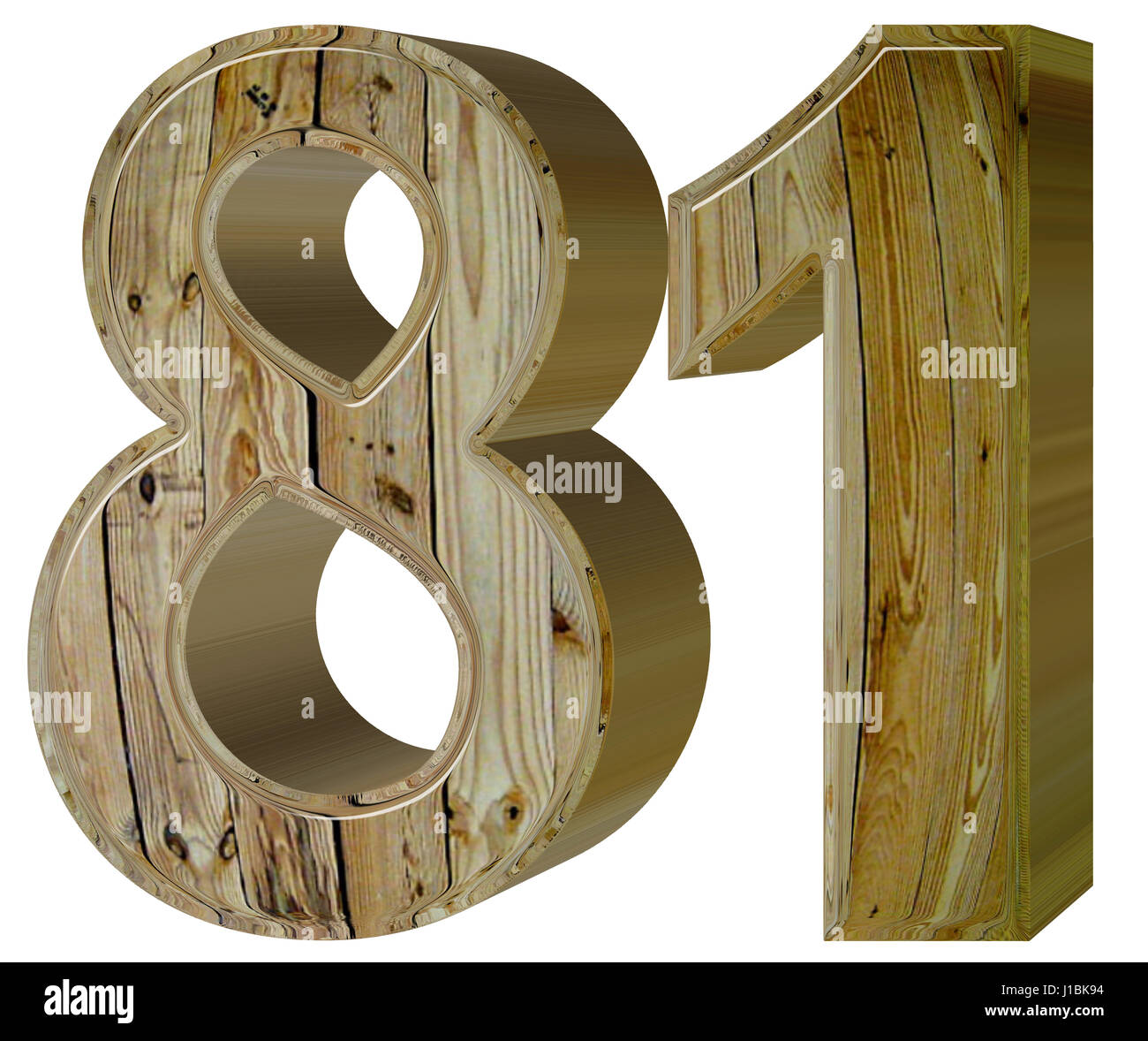Numeral 81, eighty one, isolated on white background, 3d render Stock ...