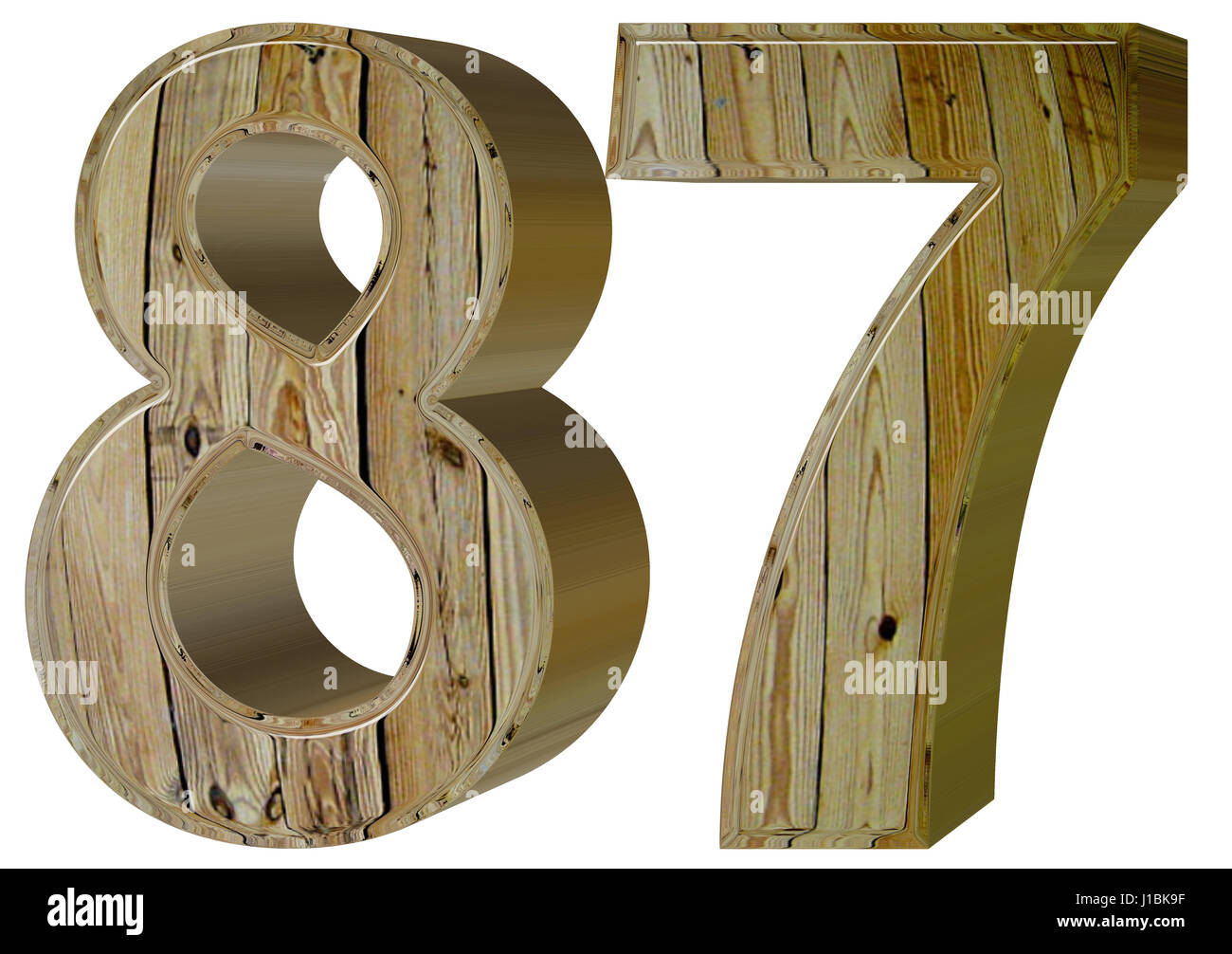 Numeral 87, eighty seven, isolated on white background, 3d render Stock ...