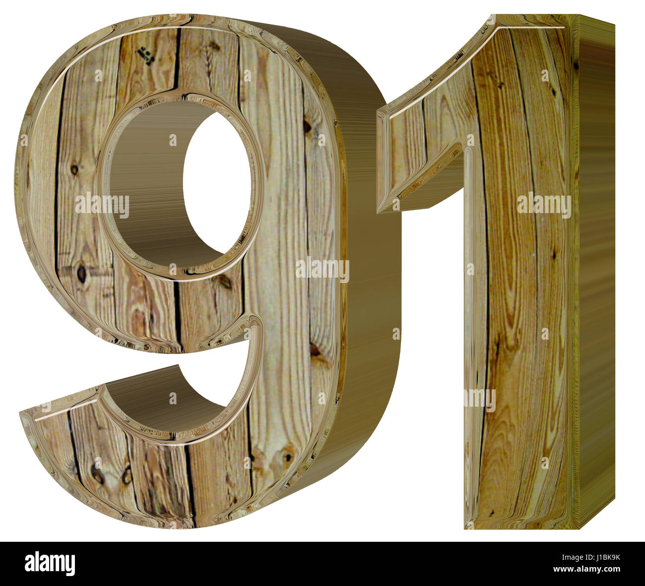 Numeral 91, ninety one, isolated on white background, 3d render Stock Photo - Alamy