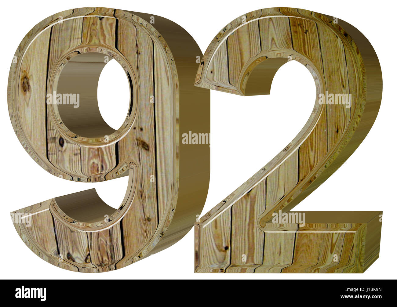 Numeral 92, ninety two, isolated on white background, 3d render Stock ...