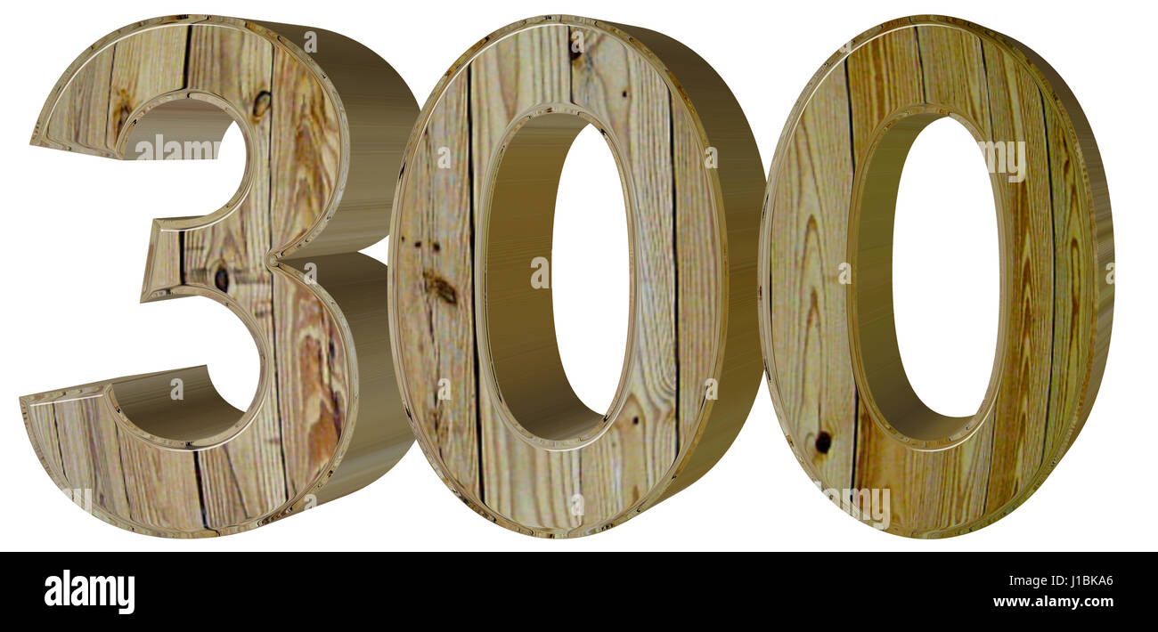 Numeral 300, three hundred, isolated on white background, 3d render ...