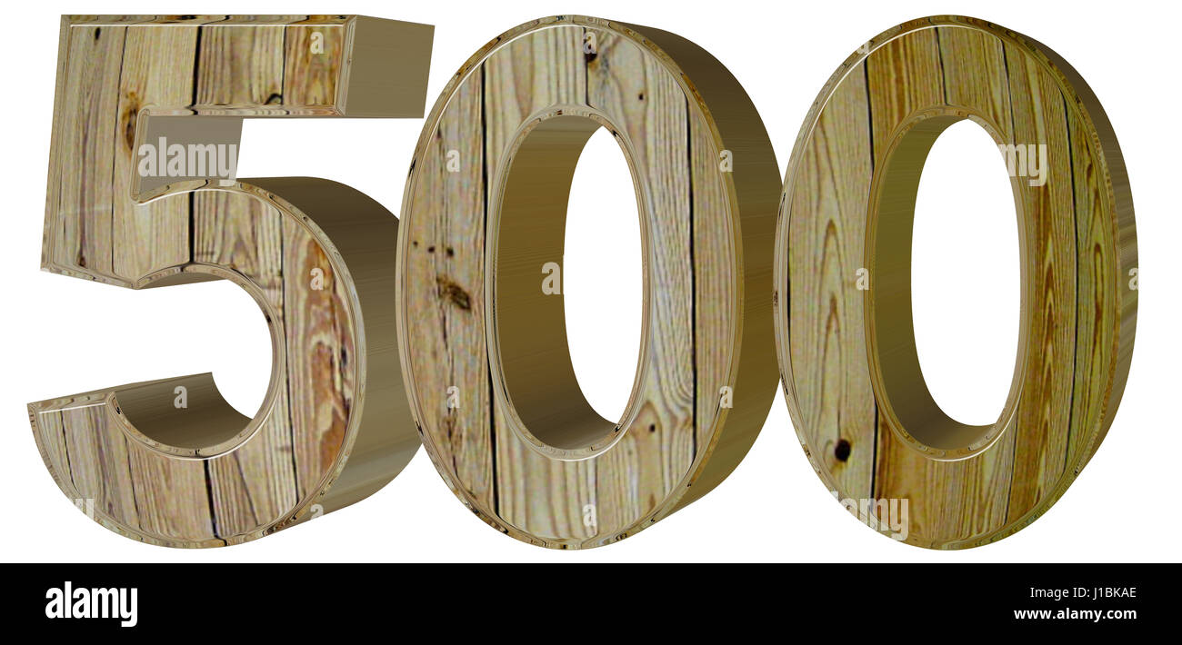 Numeral 500, five hundred, isolated on white background, 3d render ...