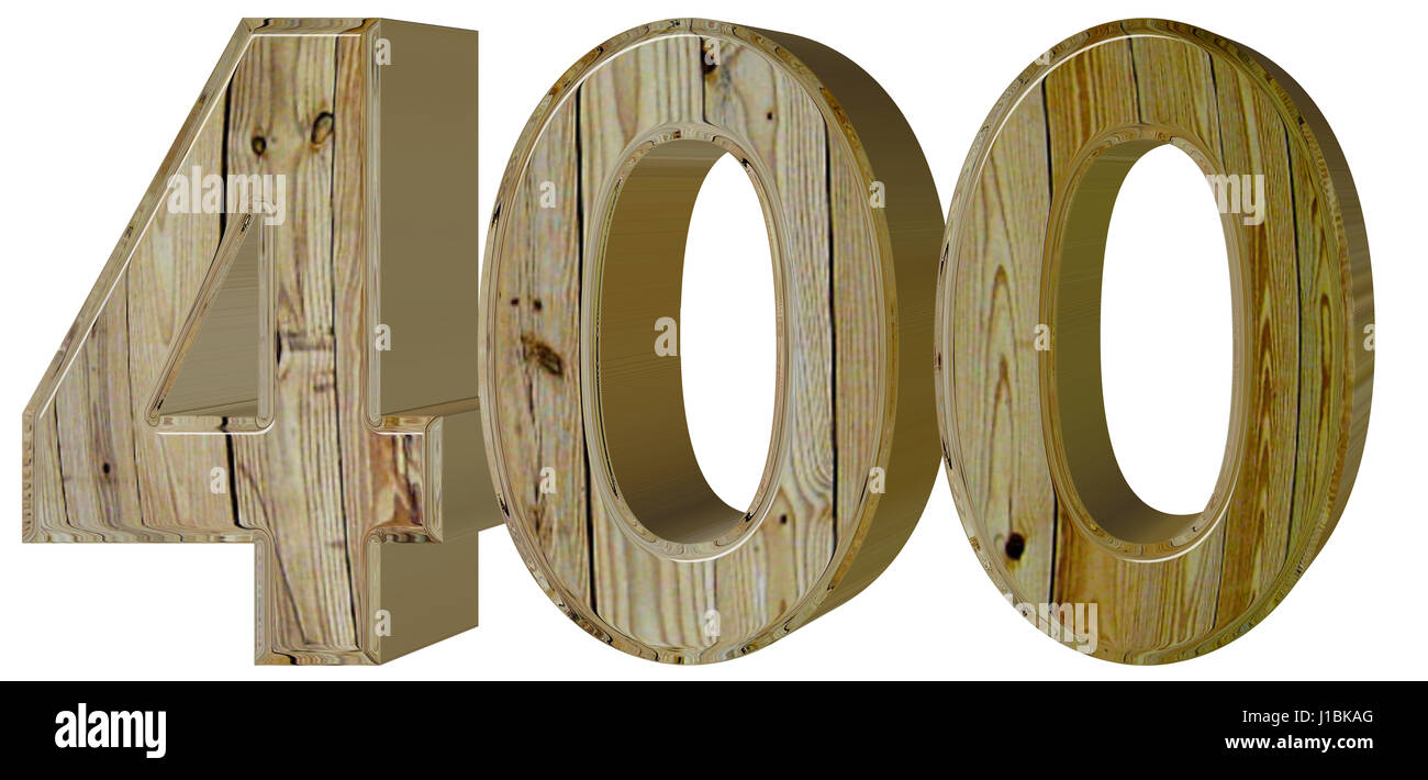 Numeral 400, four hundred, isolated on white background, 3d render ...