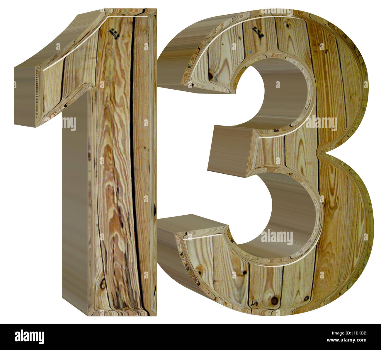 Numeral 13, thirteen, isolated on white background, 3d render Stock ...