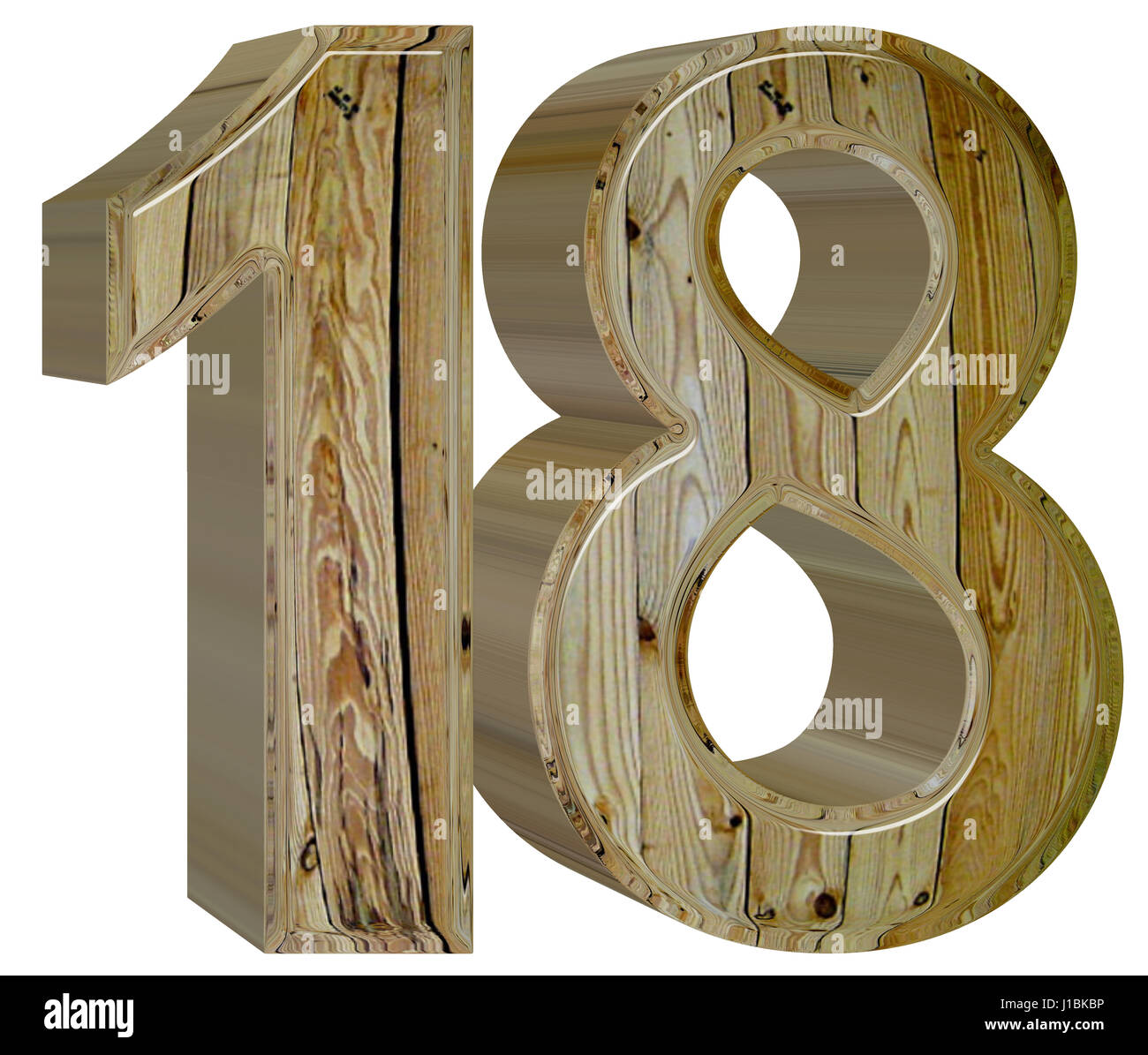 Numeral 18, eighteen, isolated on white background, 3d render Stock ...