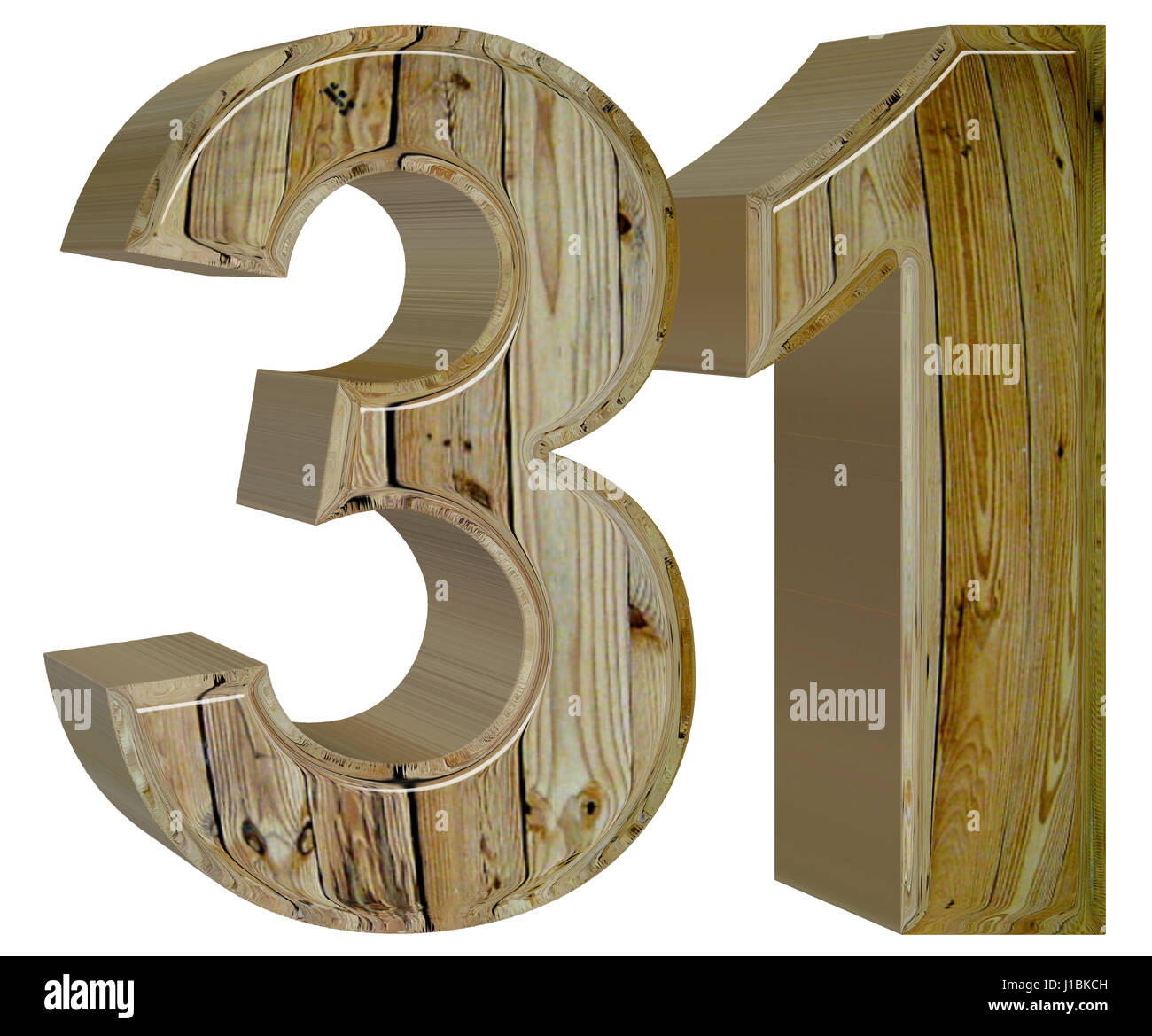 Numeral 31, thirty one, isolated on white background, 3d render Stock ...