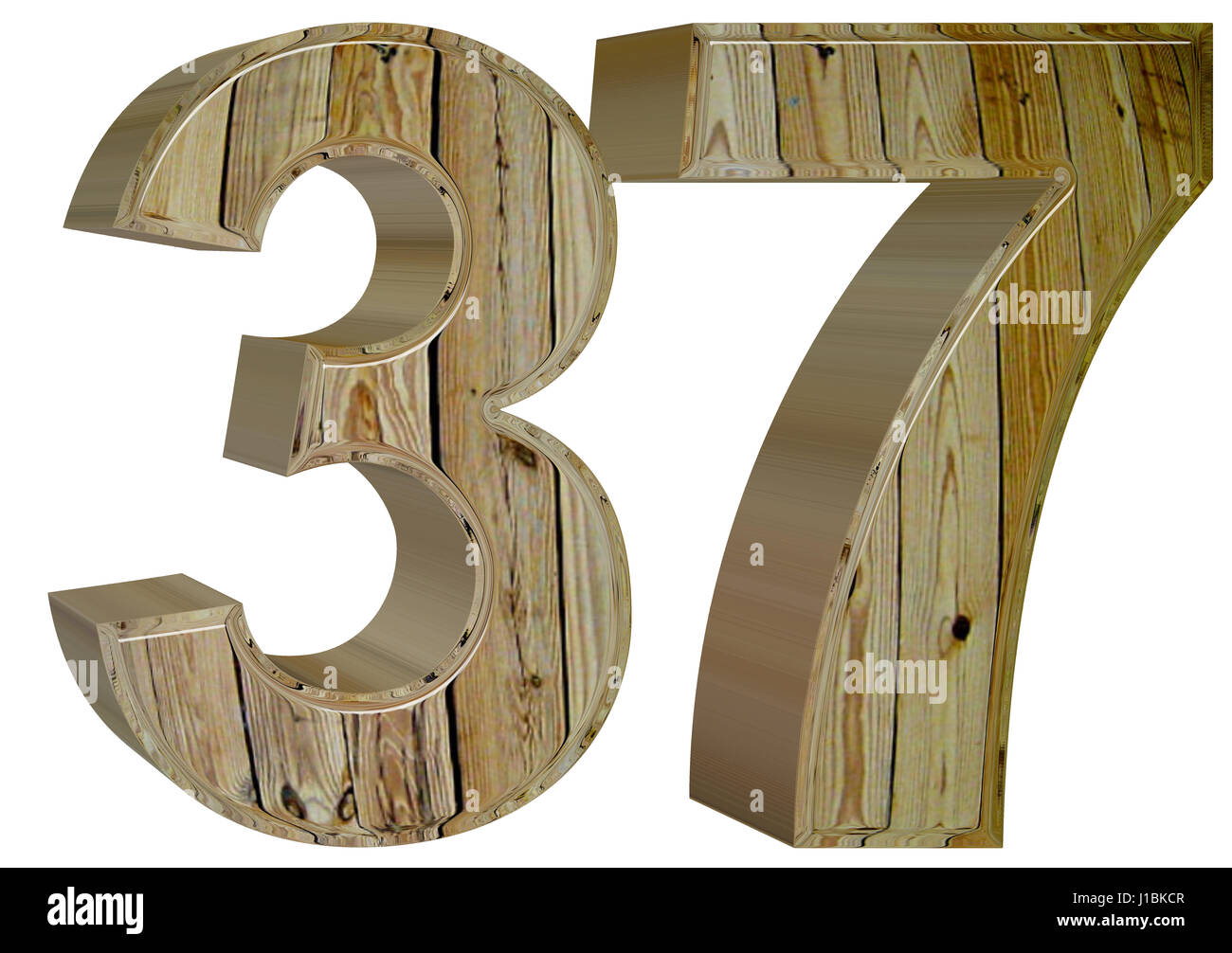 Numeral 37, thirty seven, isolated on white background, 3d render Stock ...