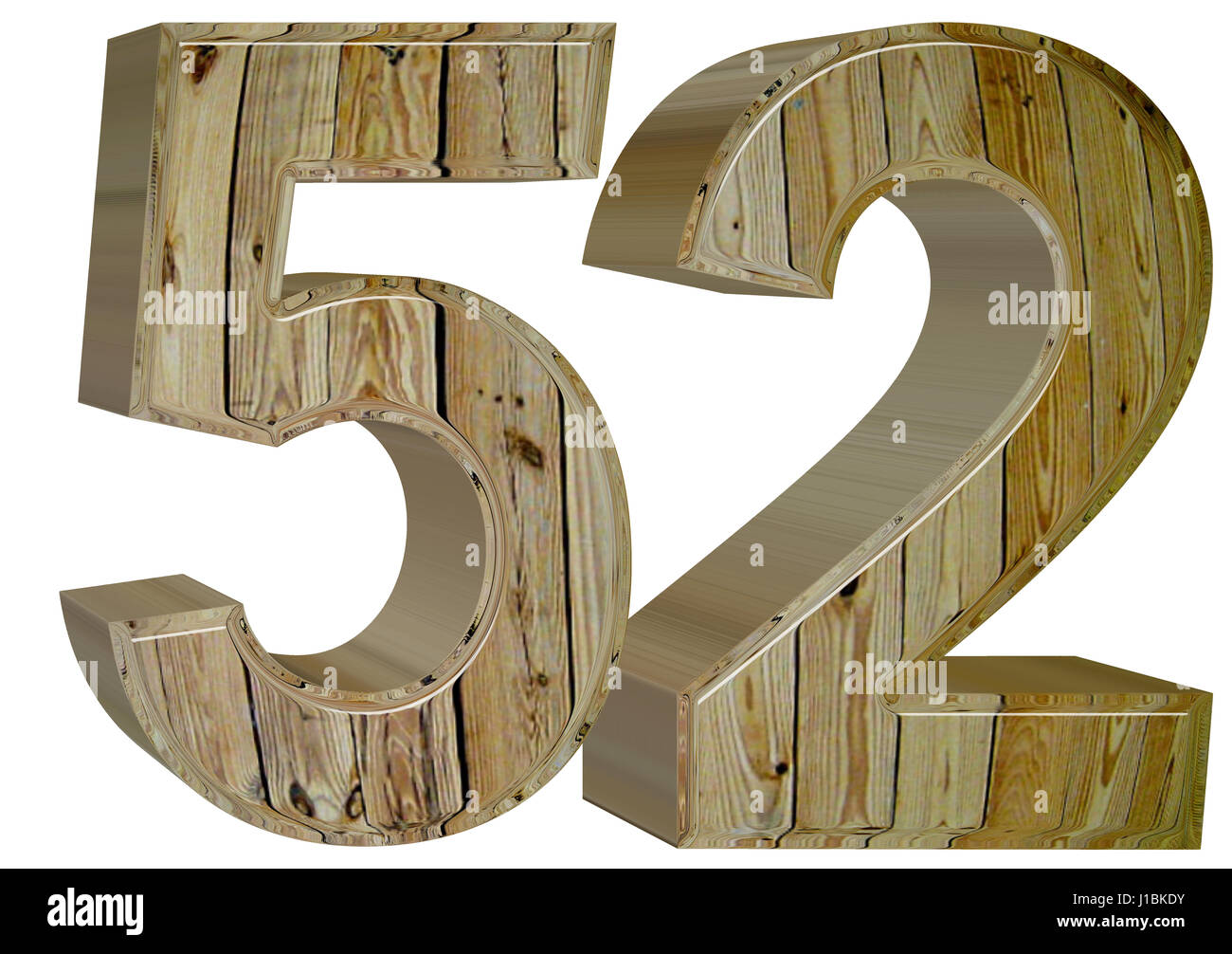 Numeral 52, fifty two, isolated on white background, 3d render Stock ...