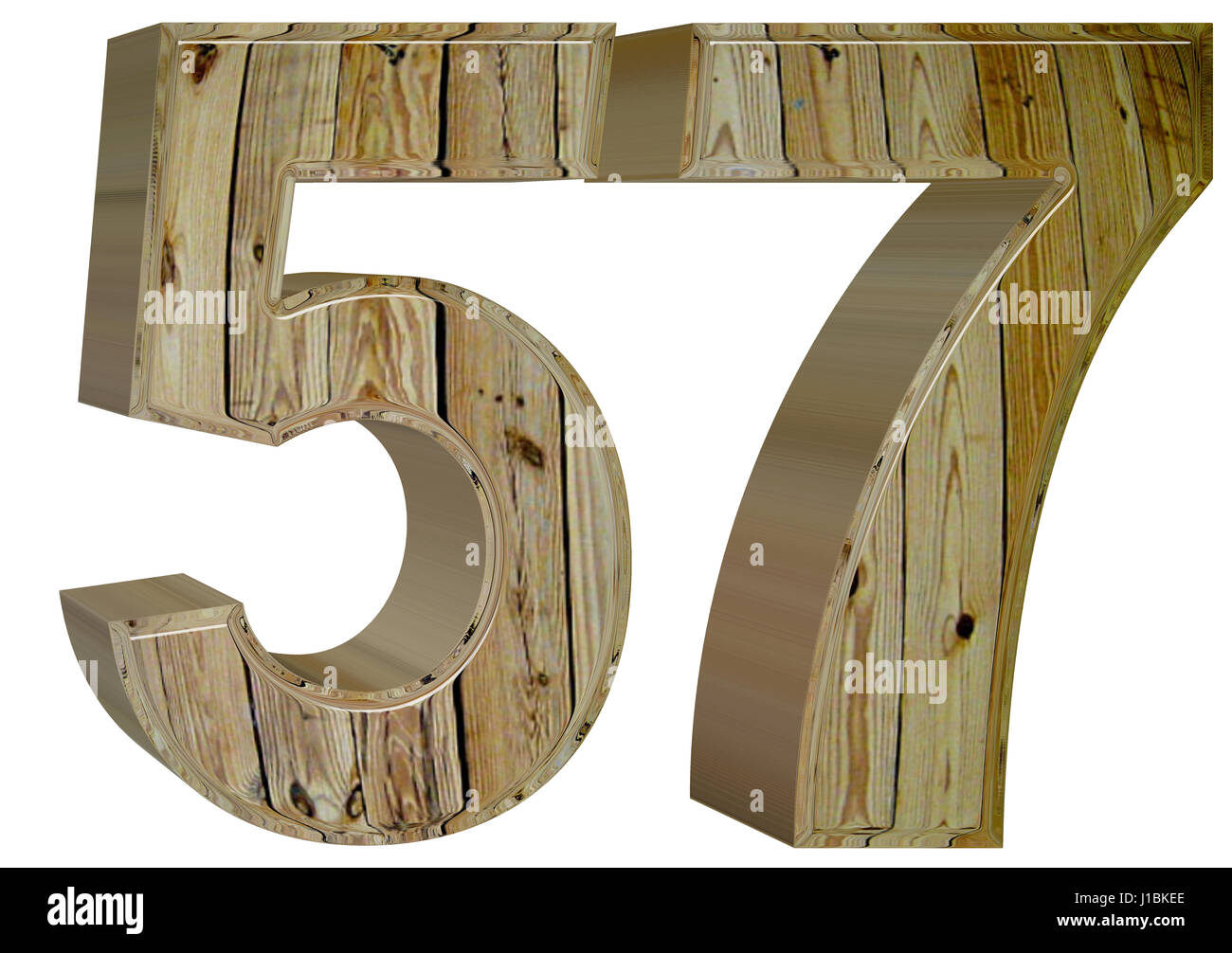Numeral 57, fifty seven, isolated on white background, 3d render Stock ...