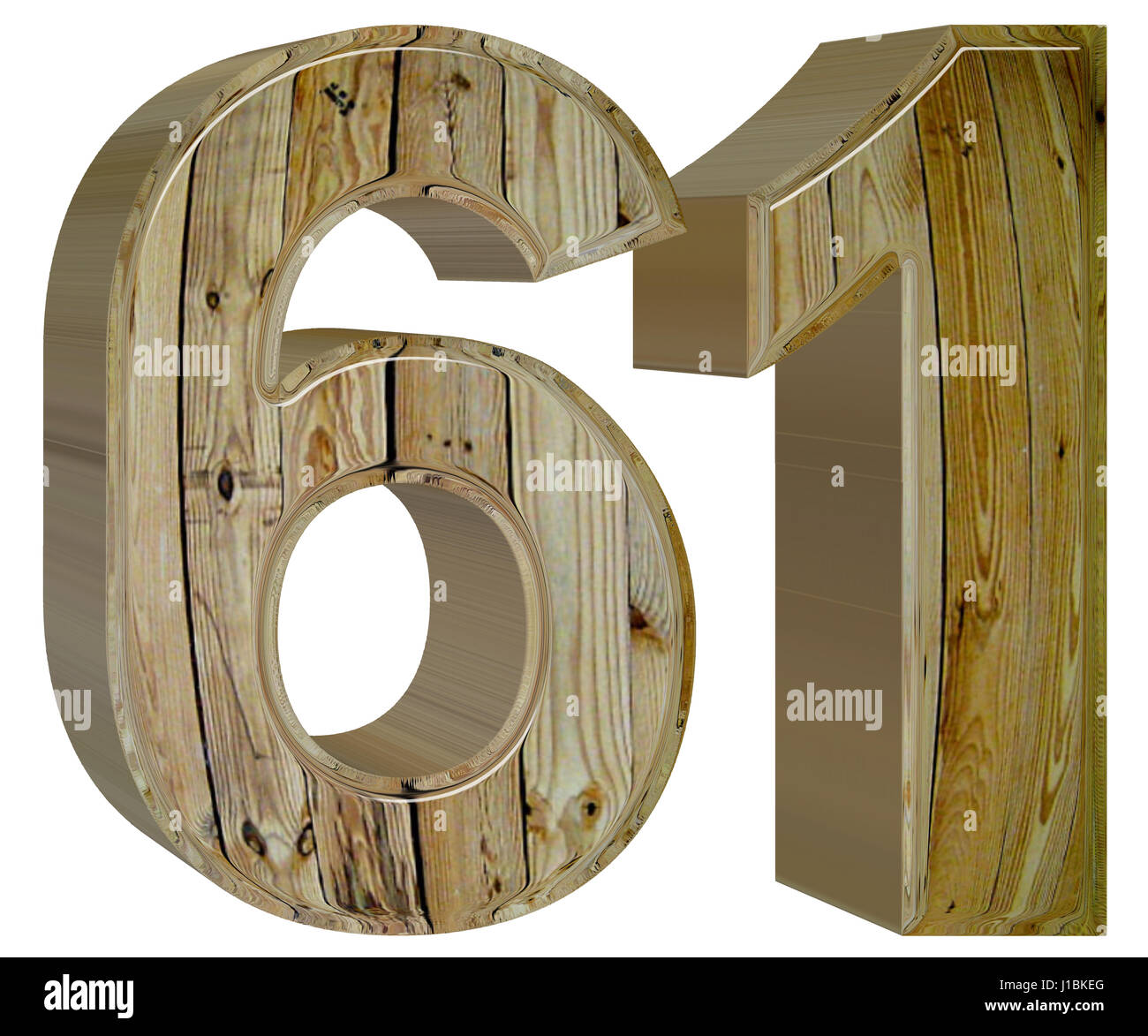 Numeral 61, sixty one, isolated on white background, 3d render Stock ...