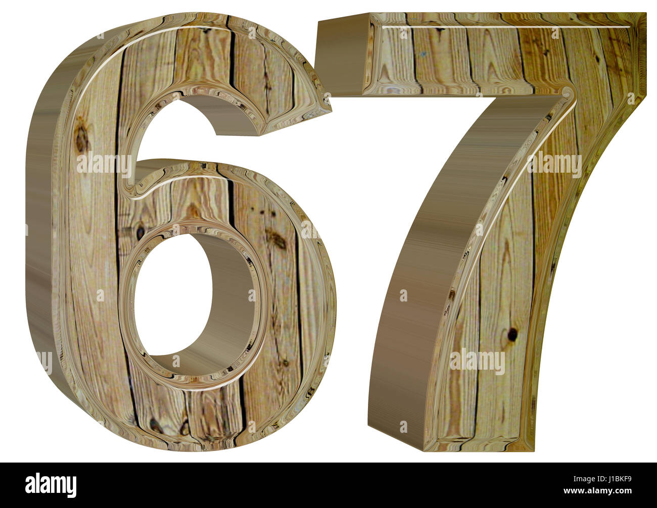 Numeral 67, sixty seven, isolated on white background, 3d render Stock ...