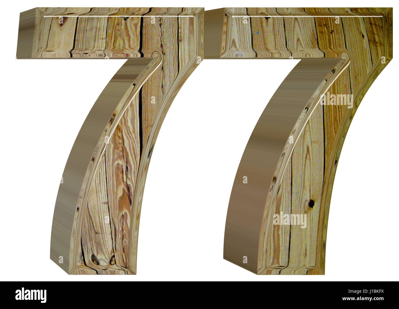 Numeral 77, seventy seven, isolated on white background, 3d render ...