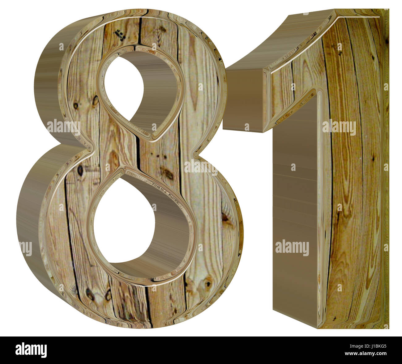 Numeral 81, eighty one, isolated on white background, 3d render Stock ...