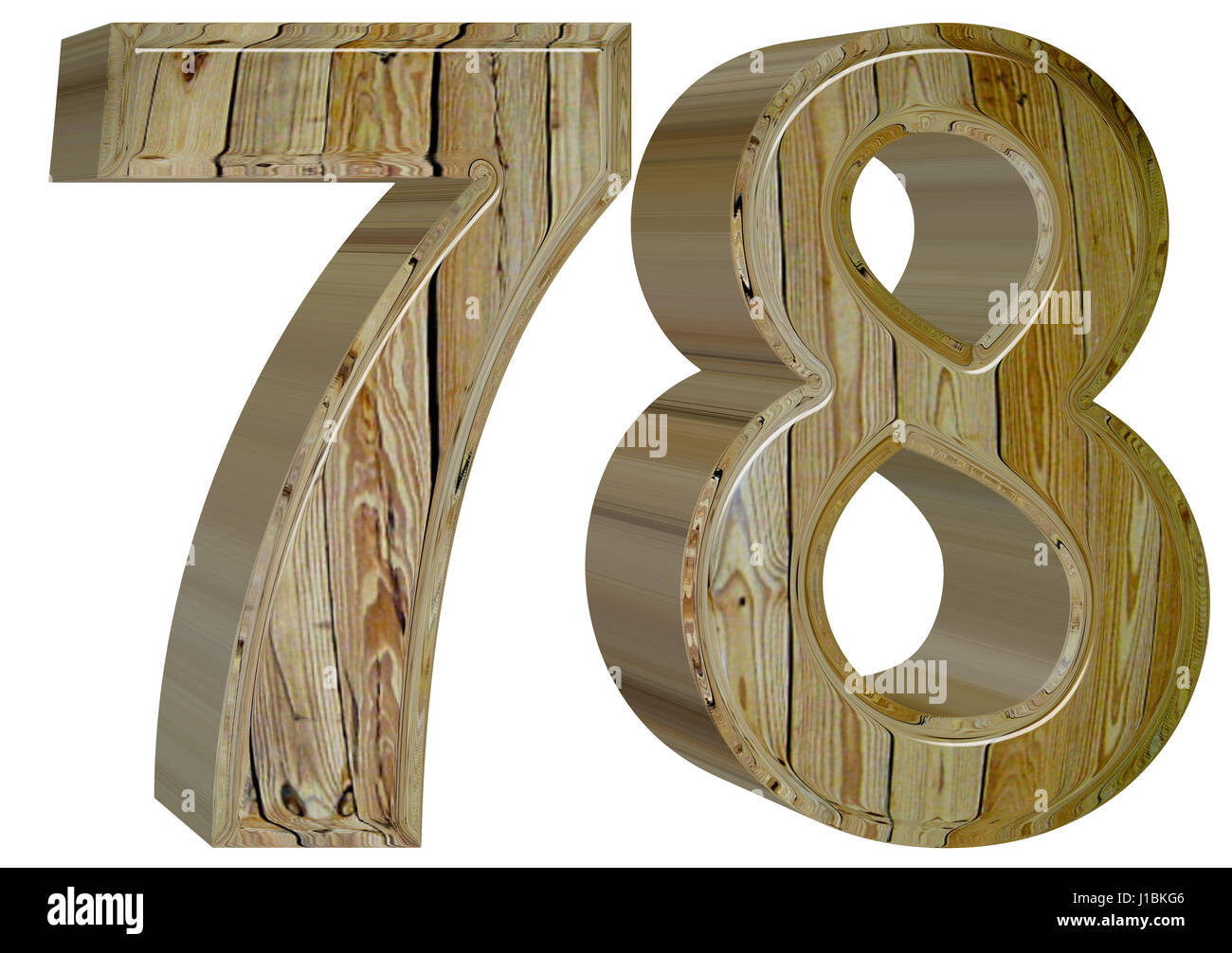 Numeral 78, seventy eight, isolated on white background, 3d render ...