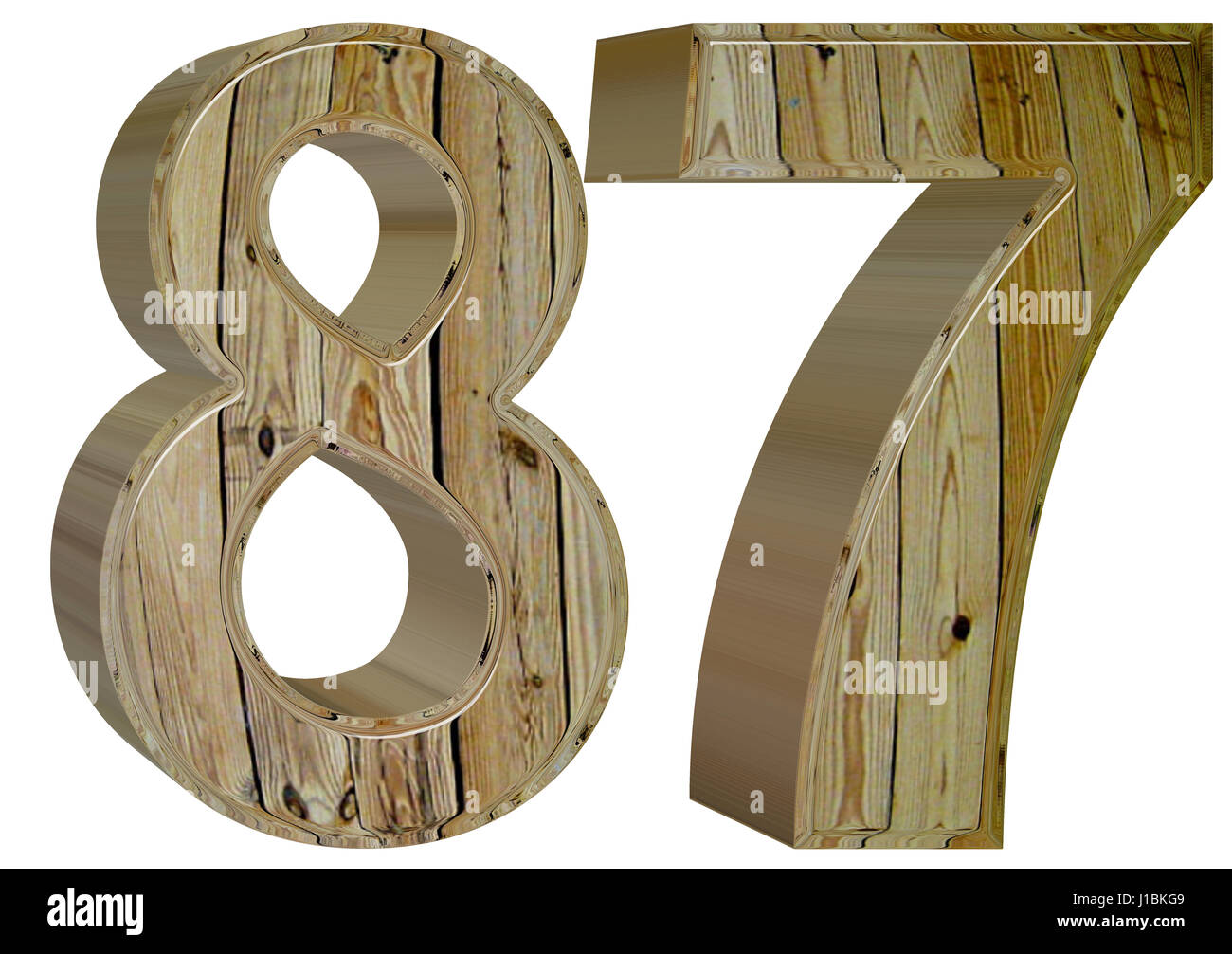 Numeral 87, eighty seven, isolated on white background, 3d render Stock ...