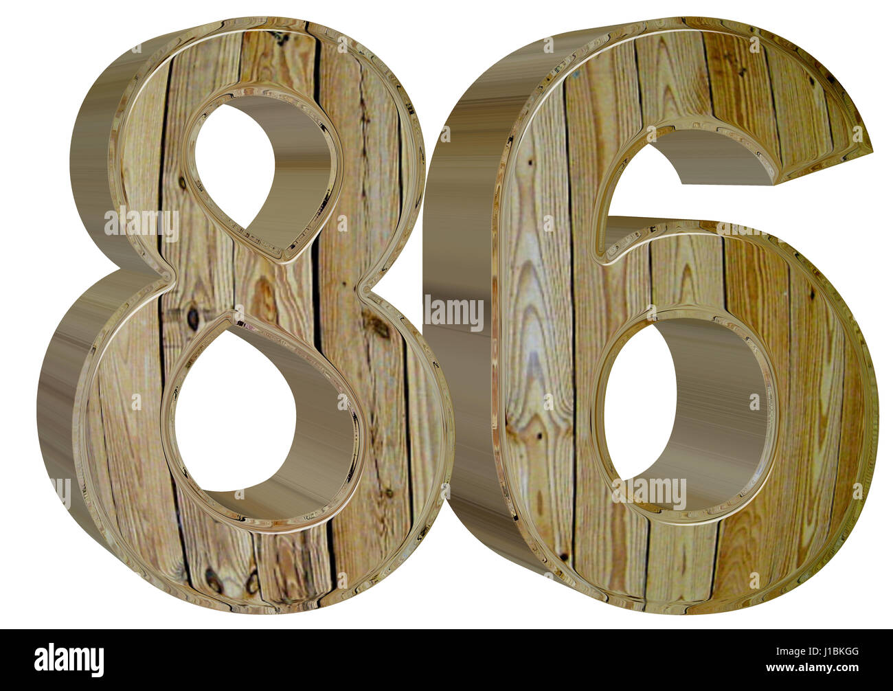 Numeral 86, eighty six, isolated on white background, 3d render Stock ...
