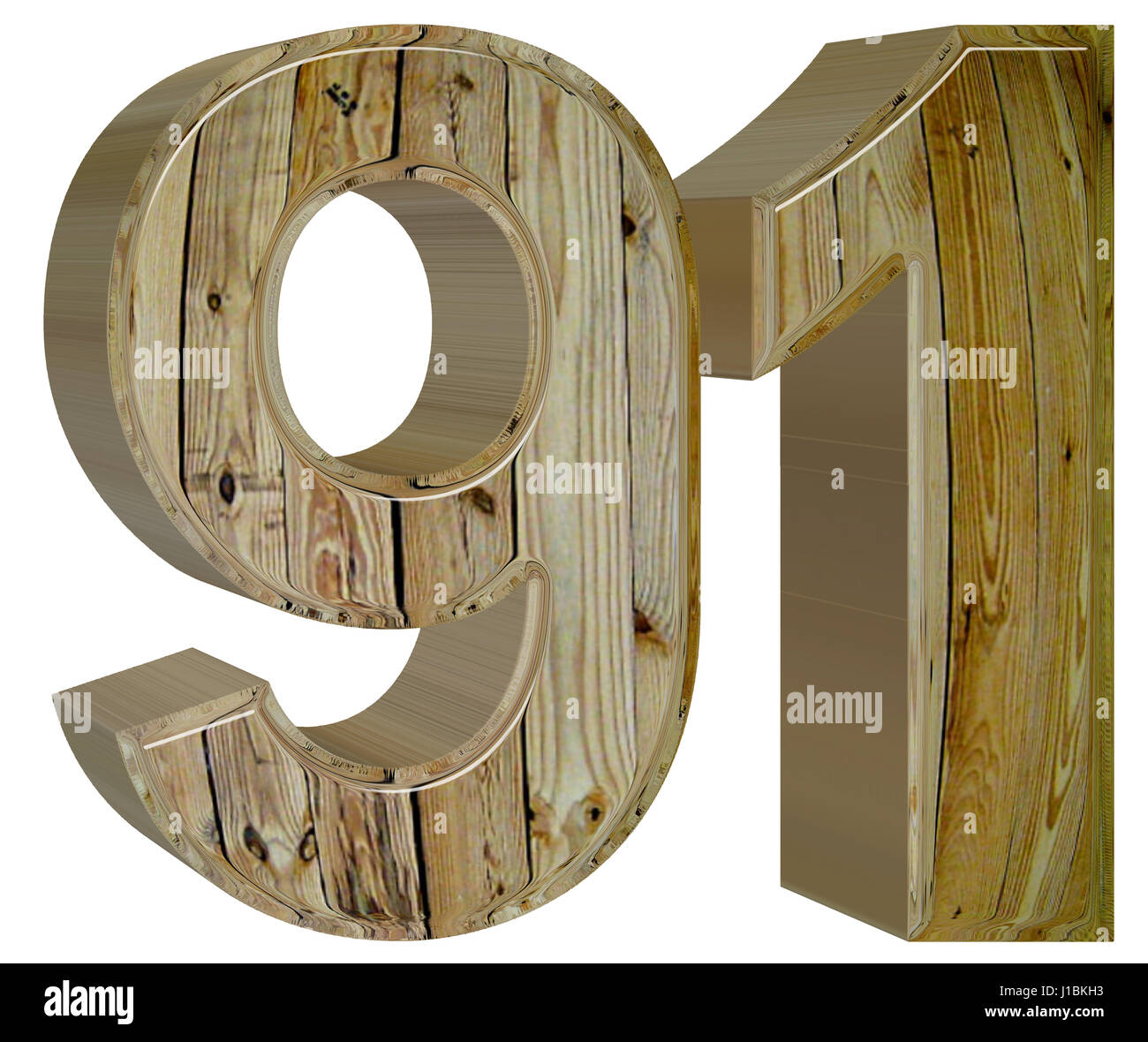 Numeral 91, ninety one, isolated on white background, 3d render Stock ...