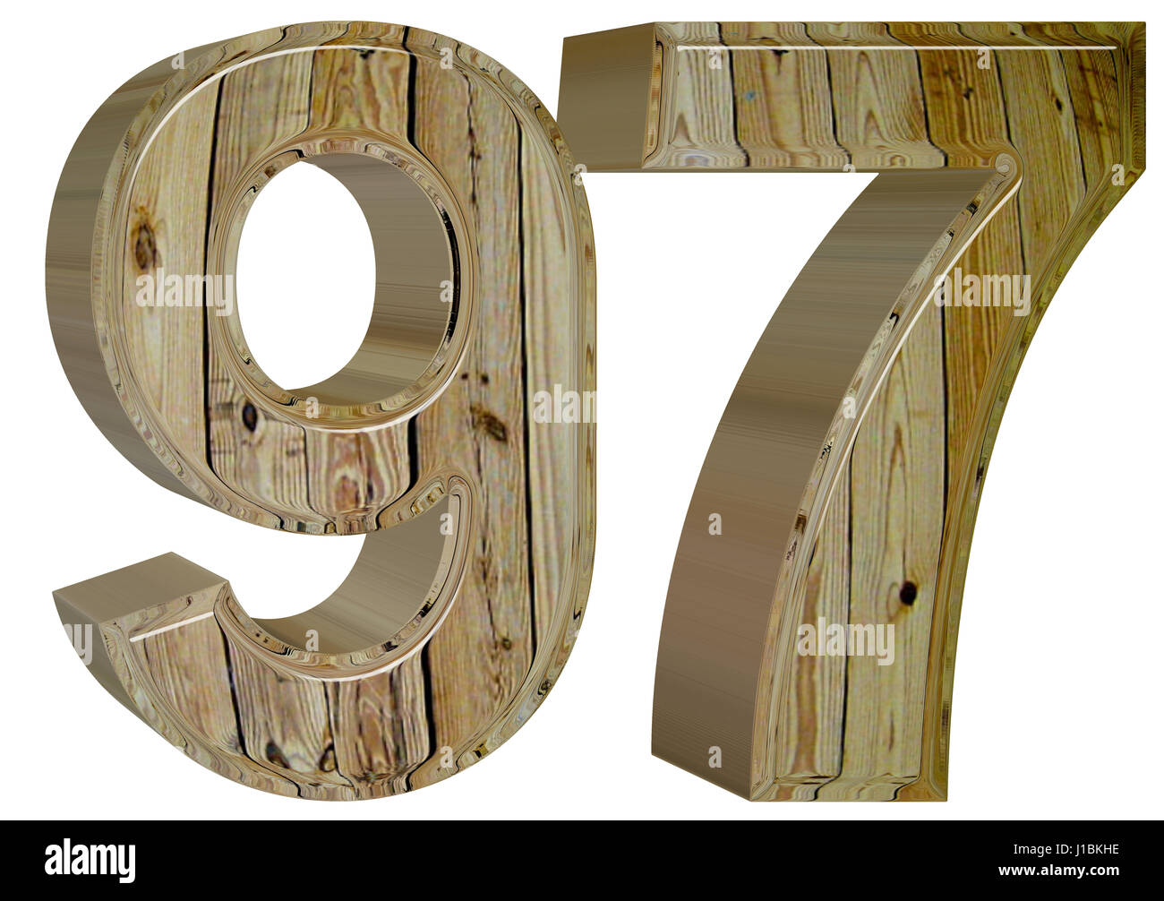 Numeral 97, ninety seven, isolated on white background, 3d render Stock ...