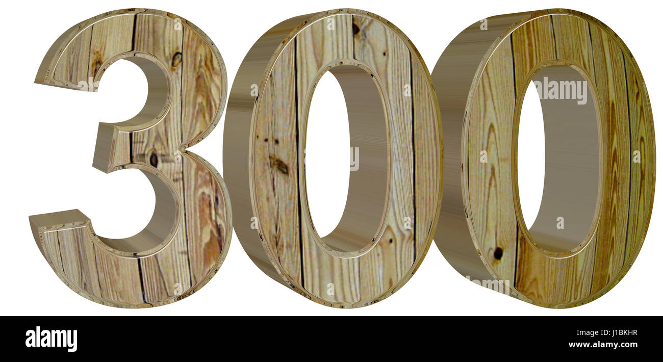 Numeral 300, three hundred, isolated on white background, 3d render ...