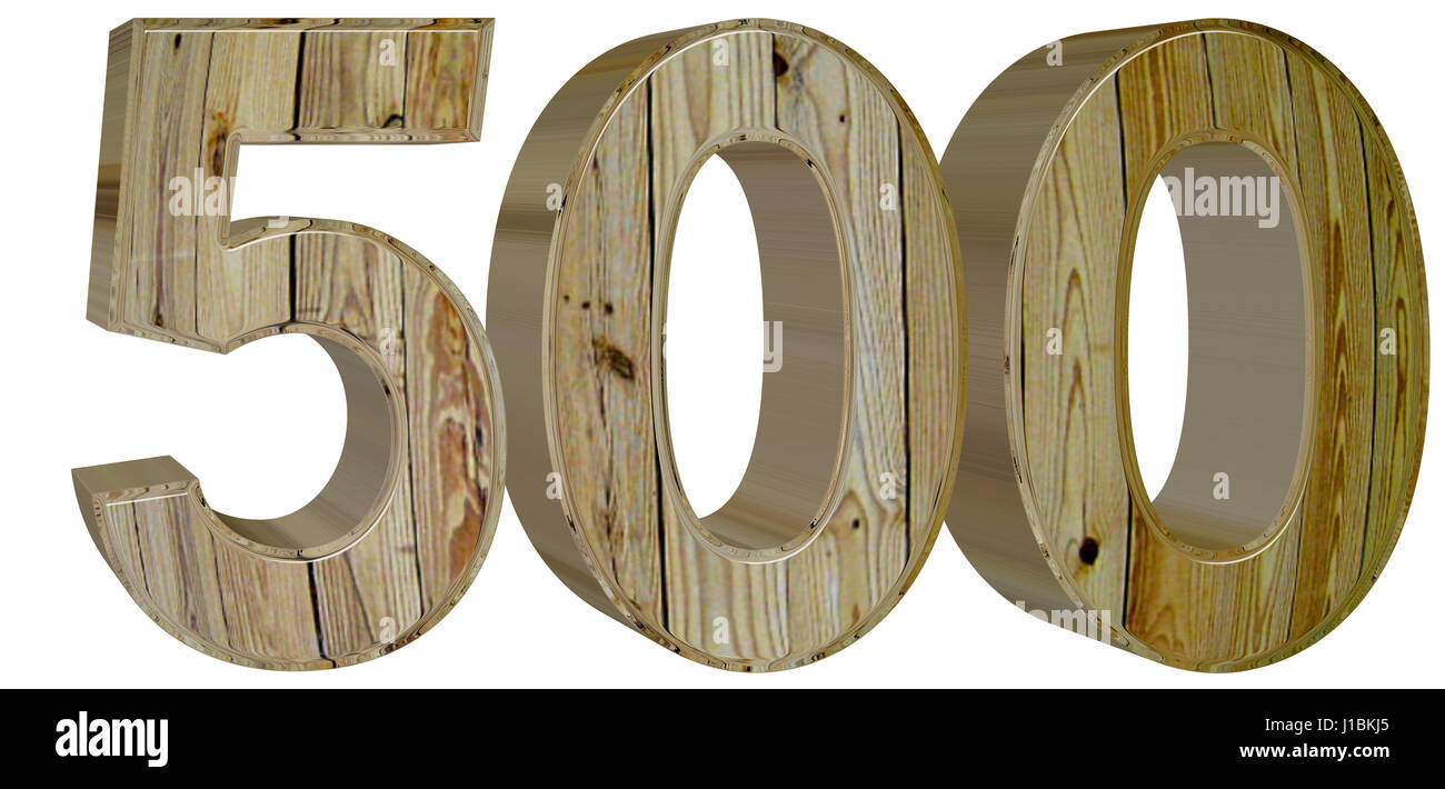 Numeral 500, five hundred, isolated on white background, 3d render ...