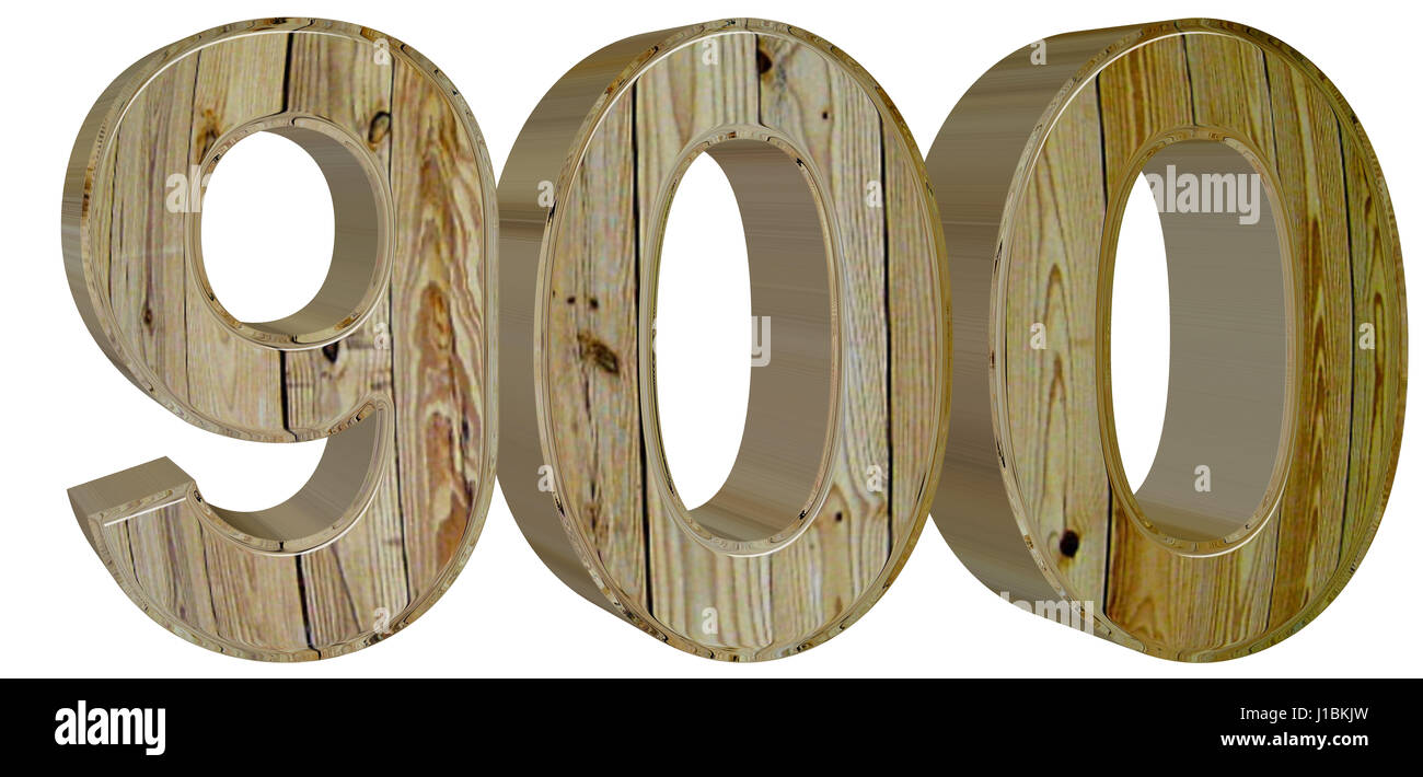 Numeral 900, nine hundred, isolated on white background, 3d render ...