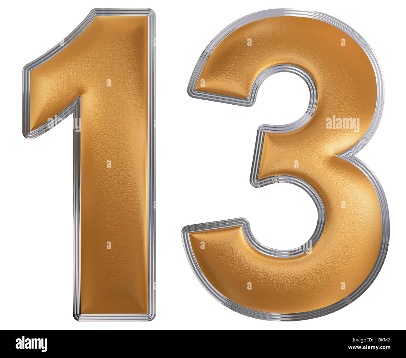Numeral 13, thirteen, isolated on white background, 3d render Stock ...