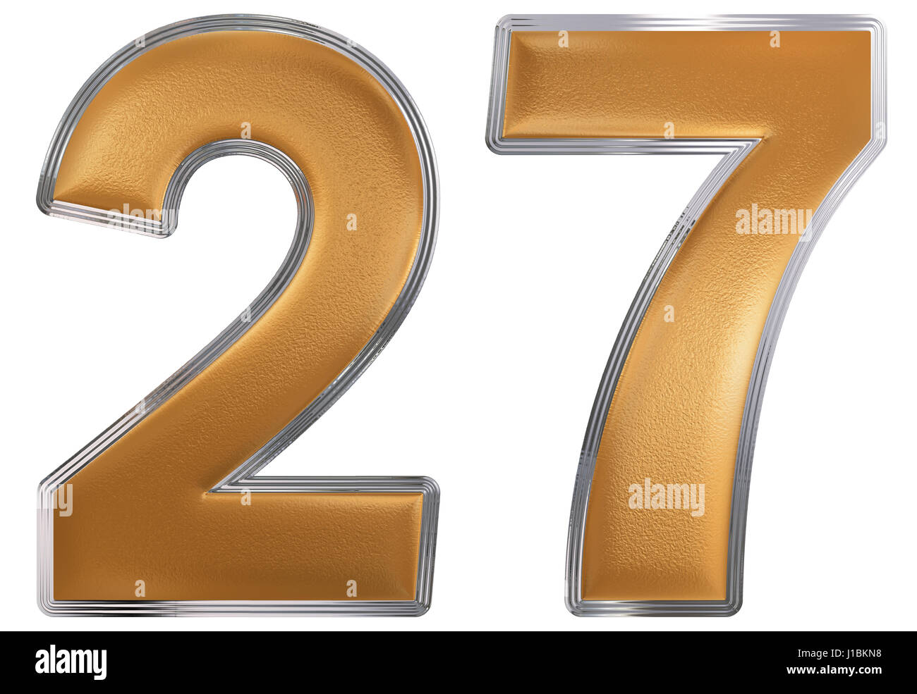 Numeral 27, twenty seven, isolated on white background, 3d render Stock ...