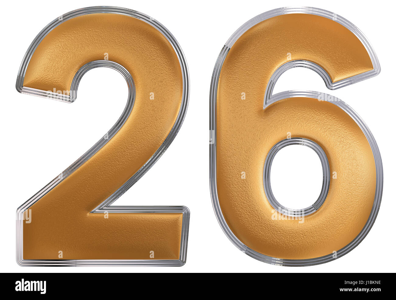 Numeral 26, twenty six, isolated on white background, 3d render Stock ...