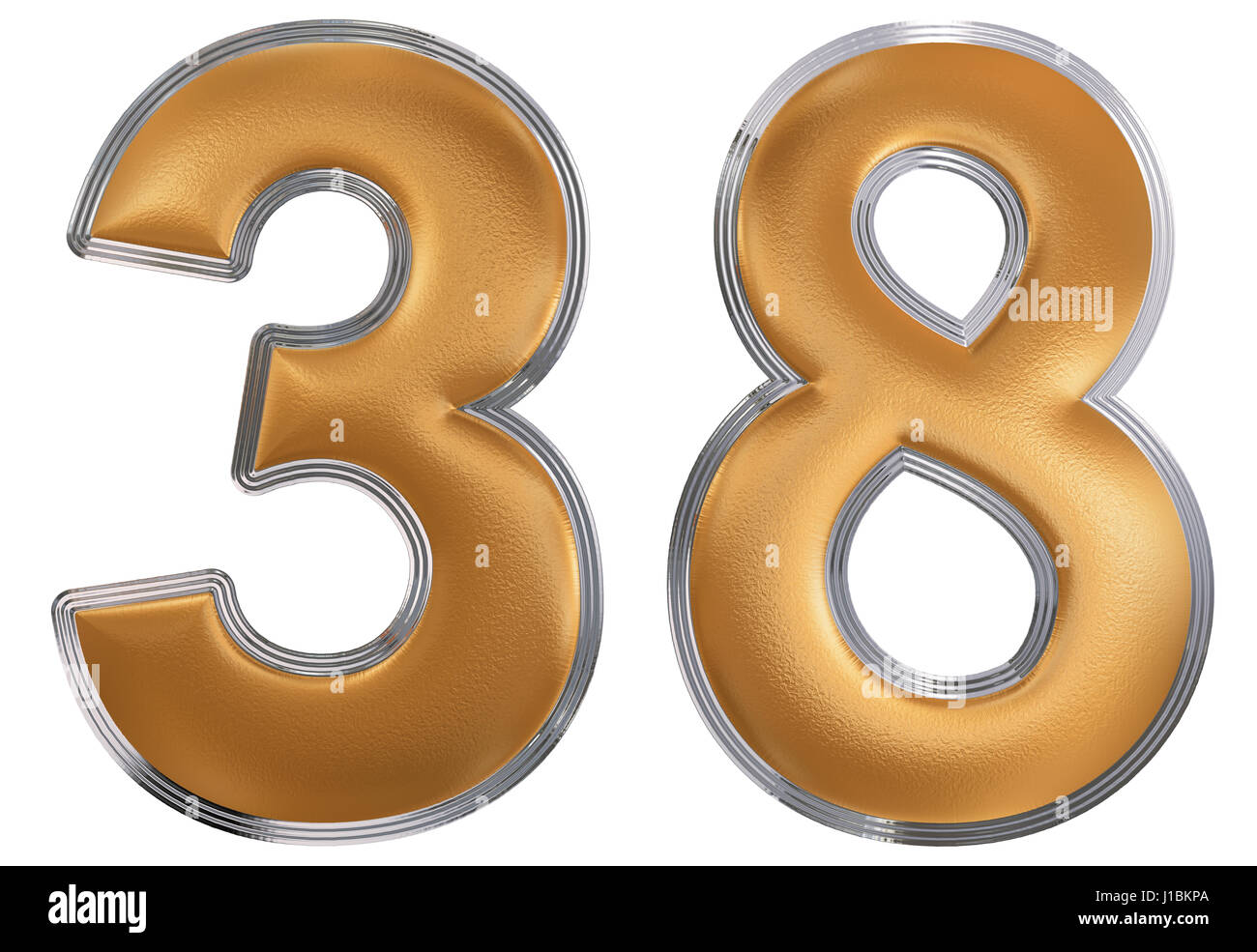 Numeral 38, thirty eight, isolated on white background, 3d render Stock ...