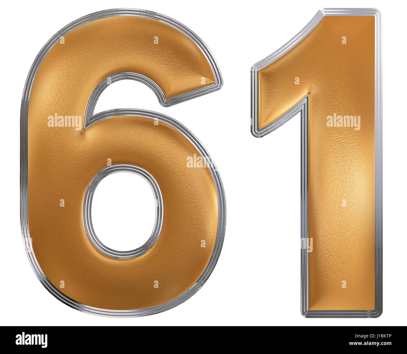 Numeral 61, sixty one, isolated on white background, 3d render Stock ...