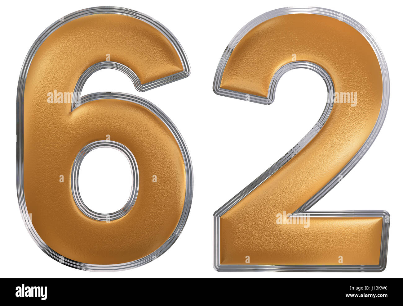 Numeral 62, sixty two, isolated on white background, 3d render Stock ...