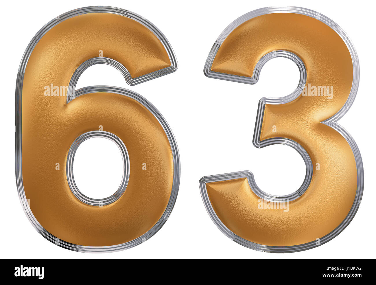 Numeral 63, sixty three, isolated on white background, 3d render Stock Photo - Alamy