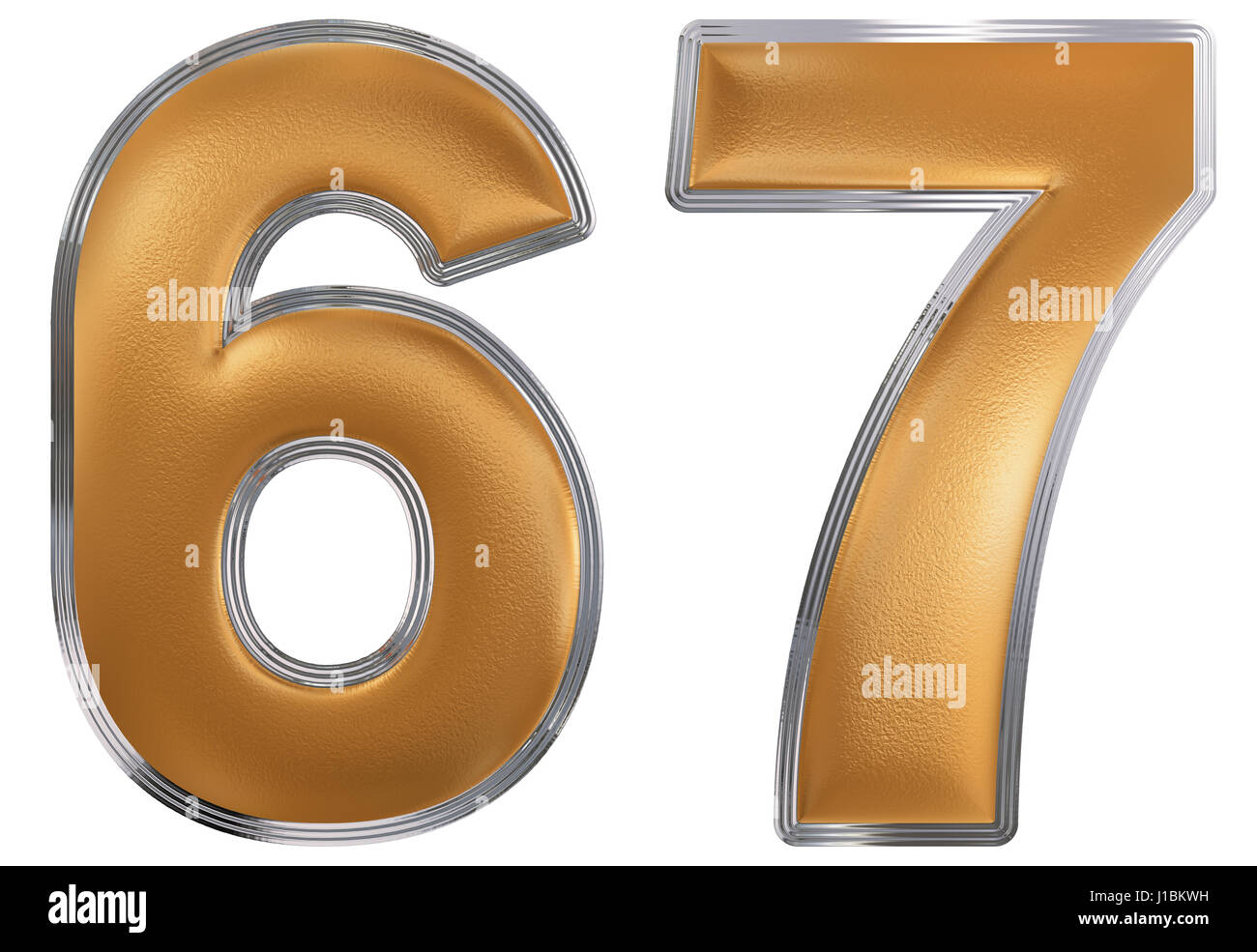 Numeral 67, sixty seven, isolated on white background, 3d render Stock Photo - Alamy