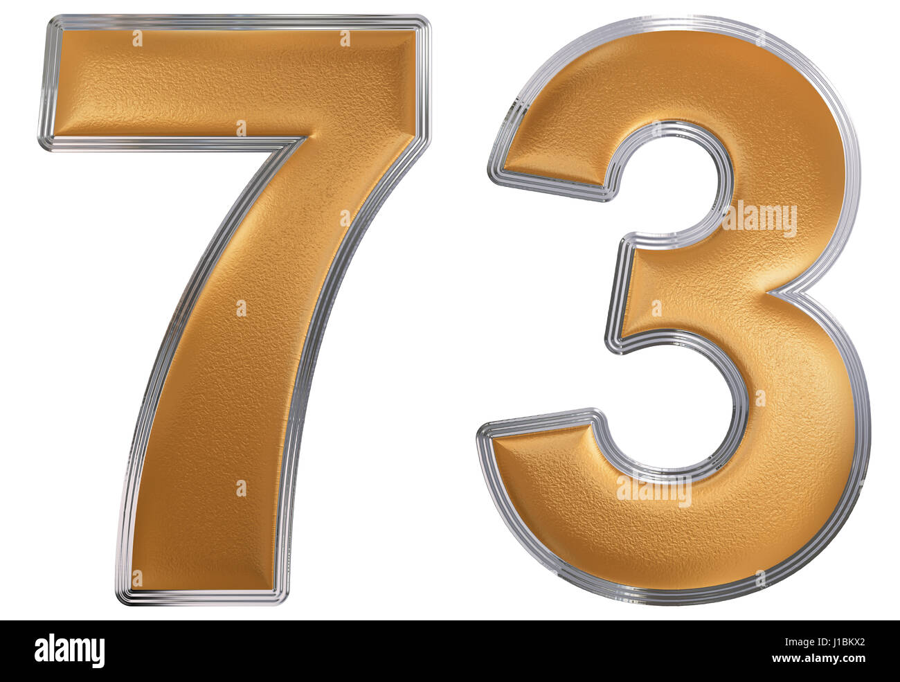 Numeral 73, seventy three, isolated on white background, 3d render ...