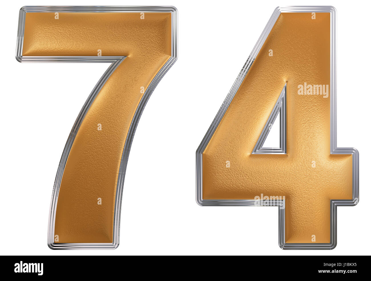 Numeral 74, seventy four, isolated on white background, 3d render Stock ...