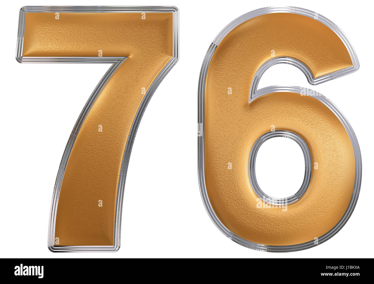 Numeral 76, seventy six, isolated on white background, 3d render Stock ...
